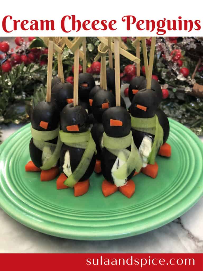 Cream Cheese Penguins - Great Holiday Appetizer - Sula and Spice