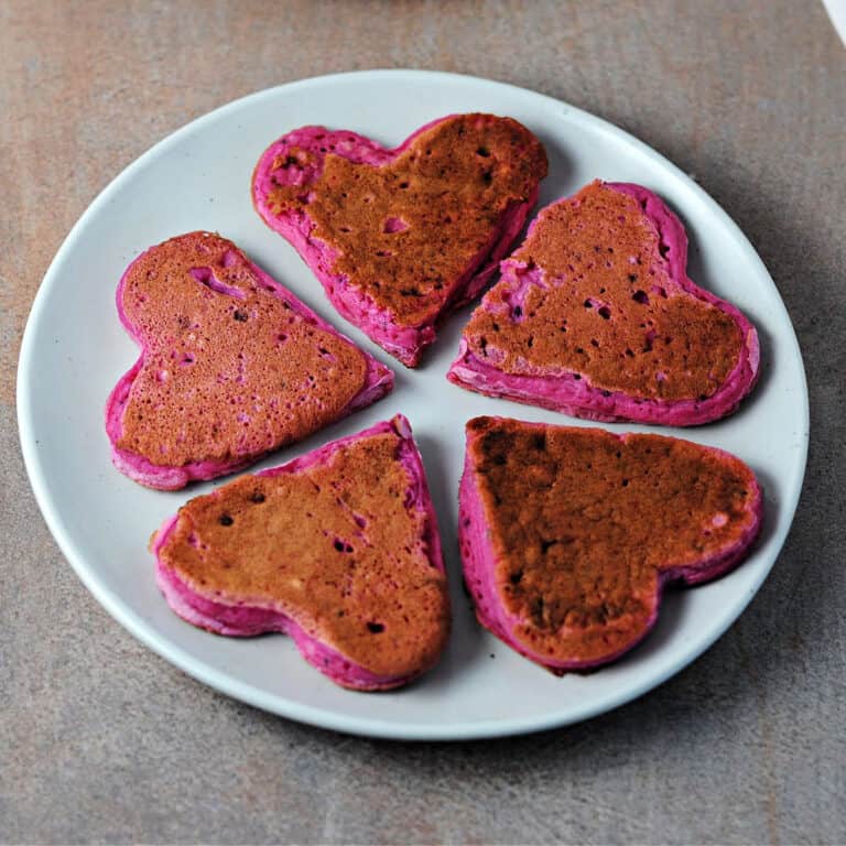 Heart Shaped Dragon Fruit Pancakes - Ovenspiration