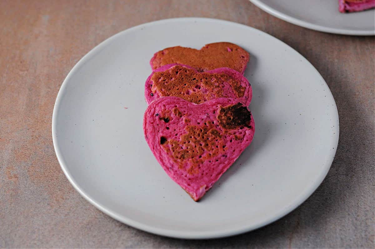 Heart Shaped Dragon Fruit Pancakes - Ovenspiration